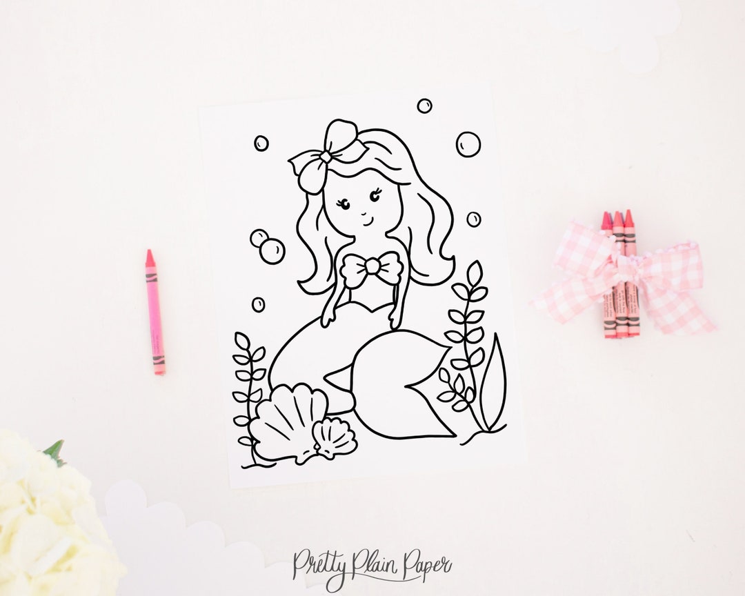 Mermaid Coloring Page | Printable Download PDF | Purple Mermaid ...