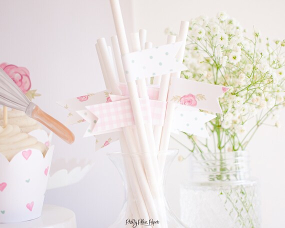 Pattern Straw Topper Flags Printable Straw Flags Download | Etsy