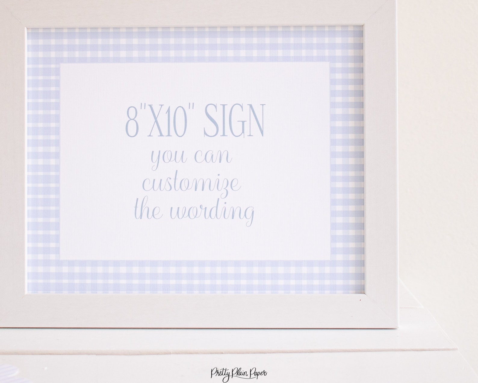 Watercolor Blue Gingham 8''x10'' Sign Blue - Etsy