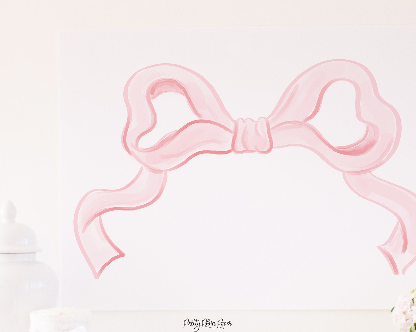 Pink Bow Backdrop Watercolor Bow Backdrop Poster Download - Etsy