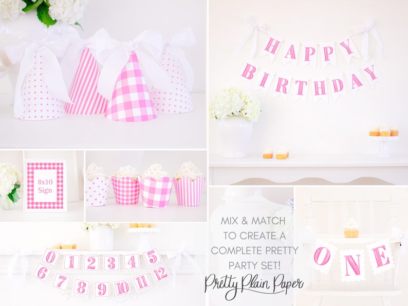 Bright Pink Watercolor Happy Birthday Banner Printable - Etsy