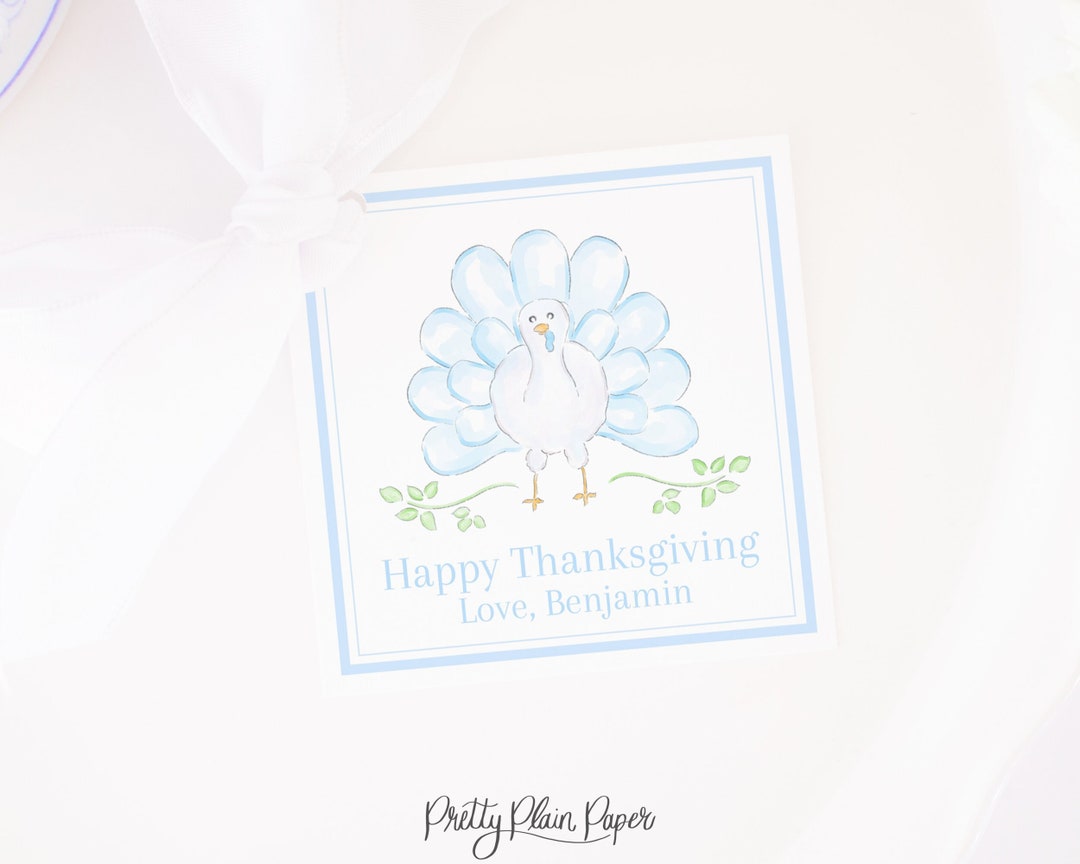 Blue Turkey Tag | 3.5x3.5 Printable | Thanksgiving Gift Tag | Gift Card ...