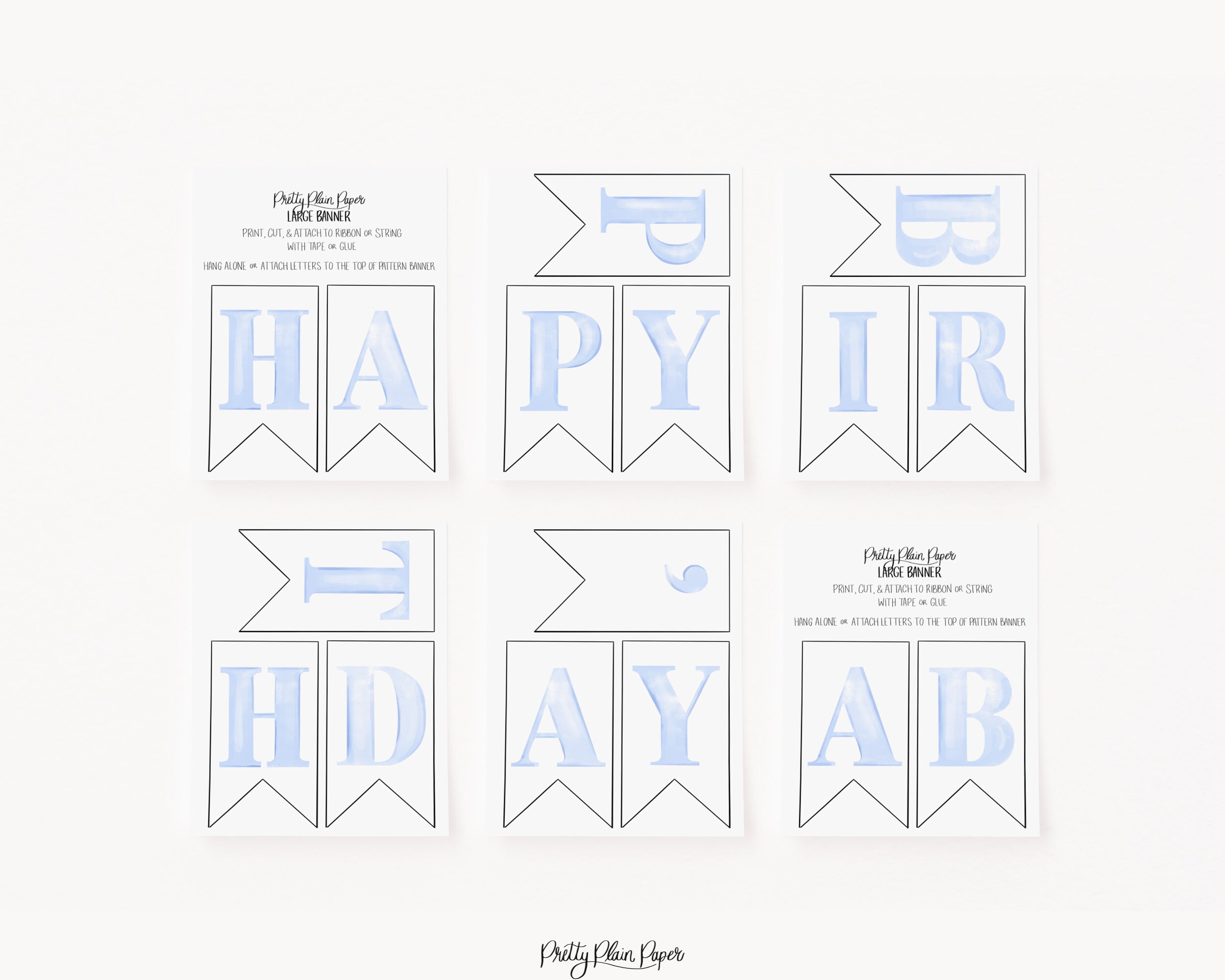 Blue Watercolor Happy Birthday Banner Printable Download | Etsy