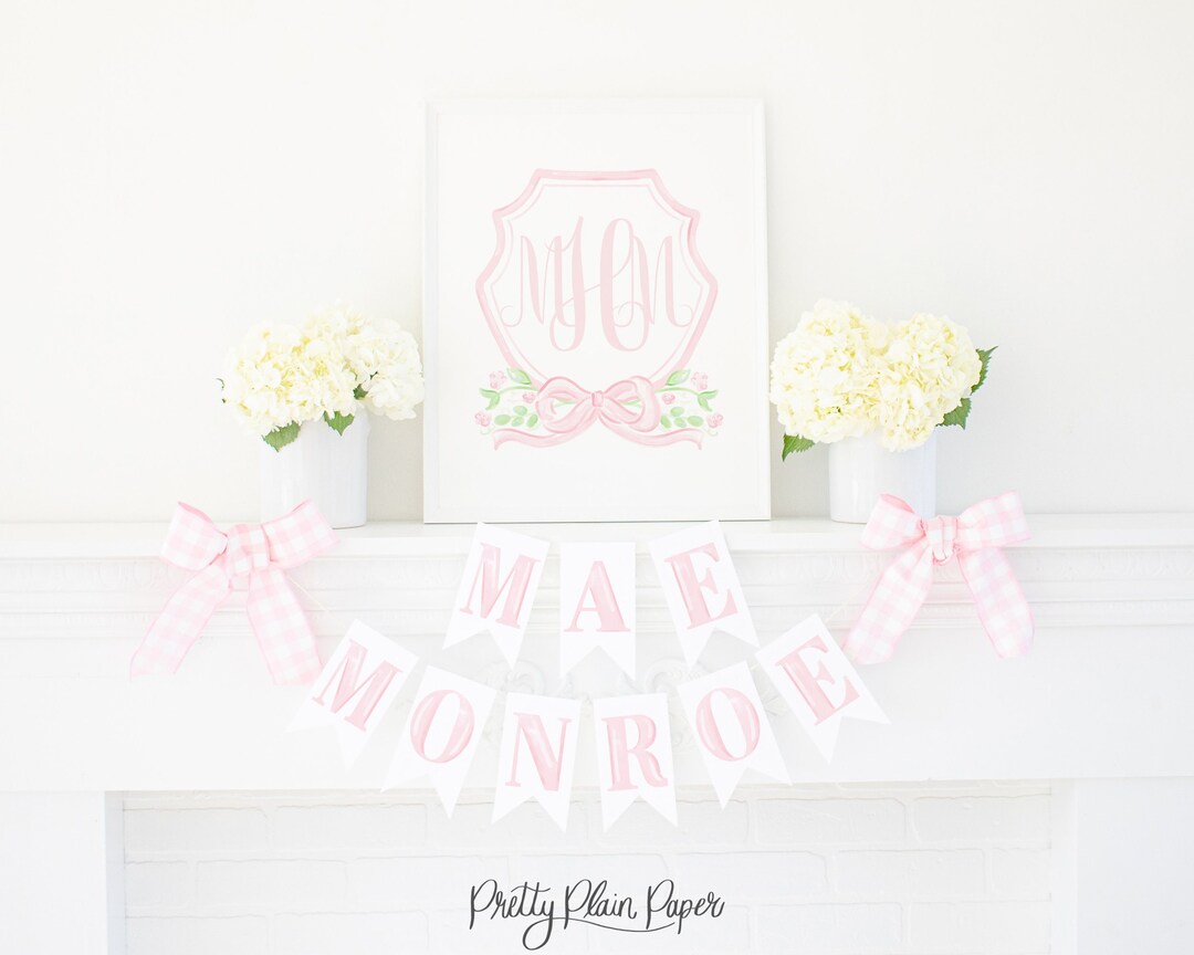 Pink Watercolor Name Banner | Printable PDF | Baby Name Banner ...