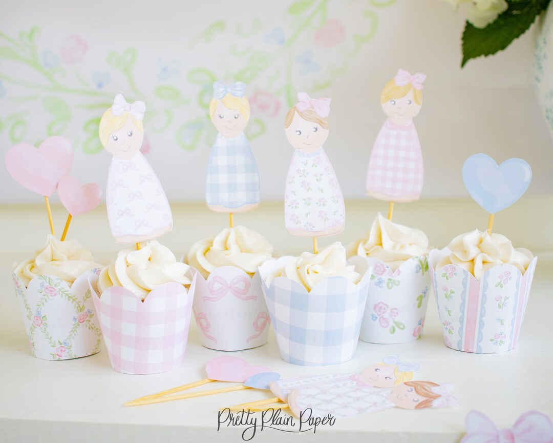 Watercolor Peg Doll Cupcake Toppers | Printable Download | Watercolor ...