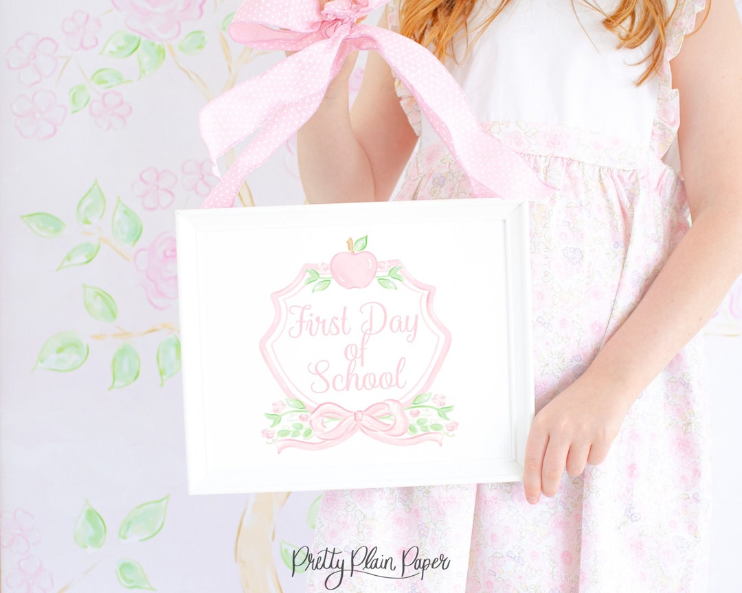 Editable Watercolor Crest First Day of School Sign | 8x10 Printable ...