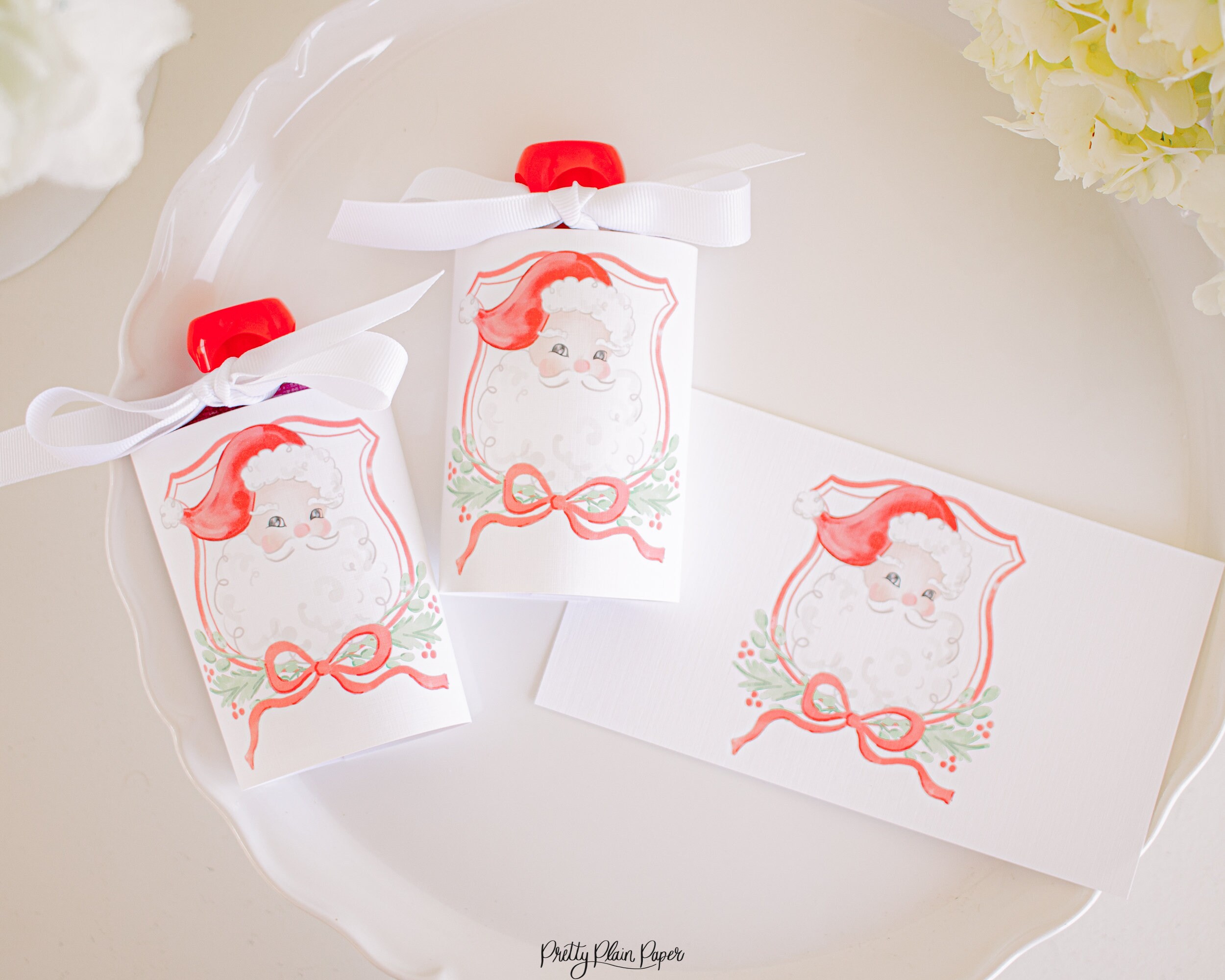 Watercolor Santa Applesauce Pouch Printable Christmas - Etsy
