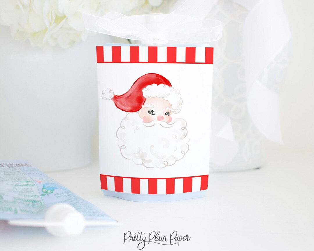 Watercolor Red Santa Applesauce Pouch Printable | Christmas Applesauce ...