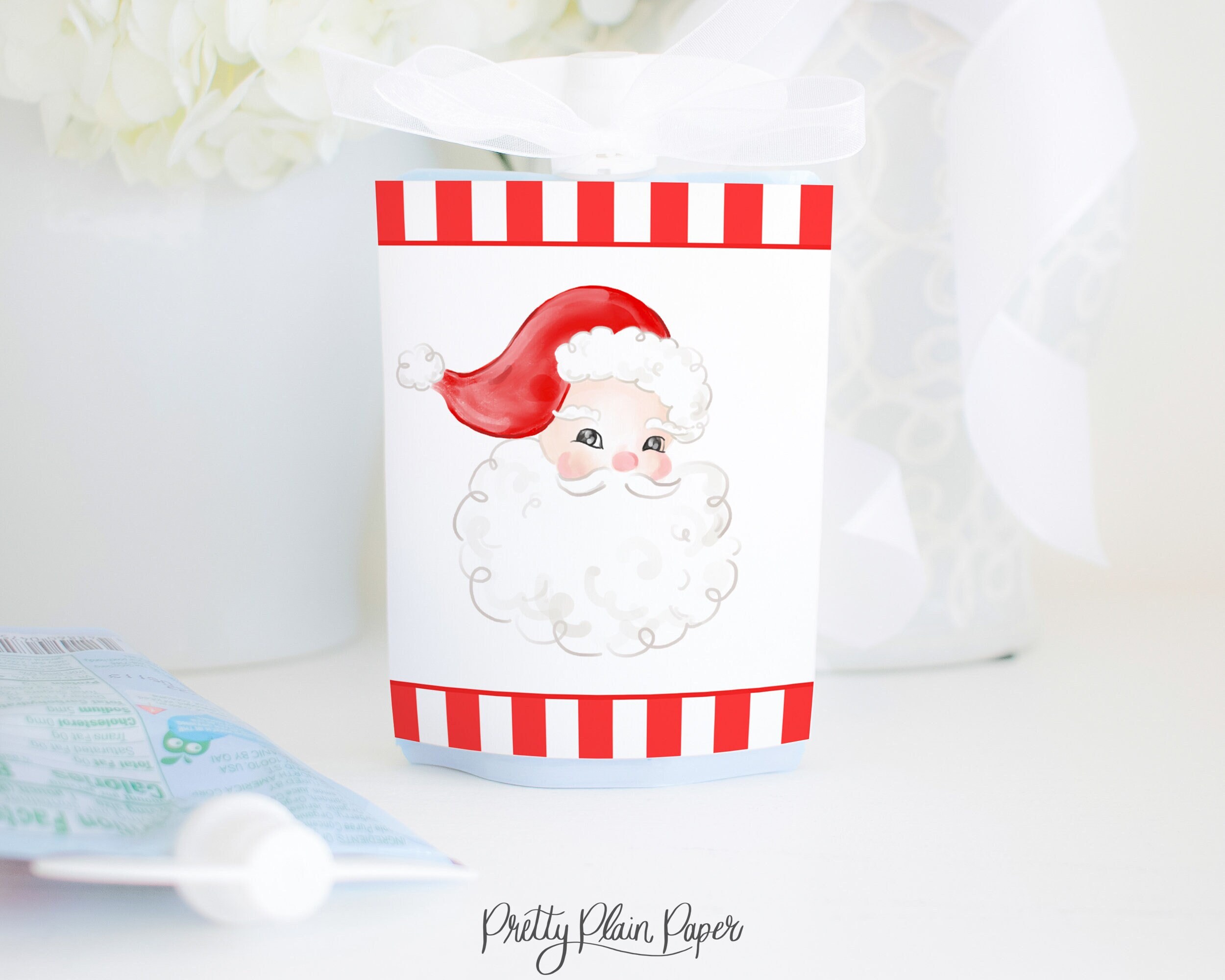 Watercolor Red Santa Applesauce Pouch Printable | Christmas Applesauce ...