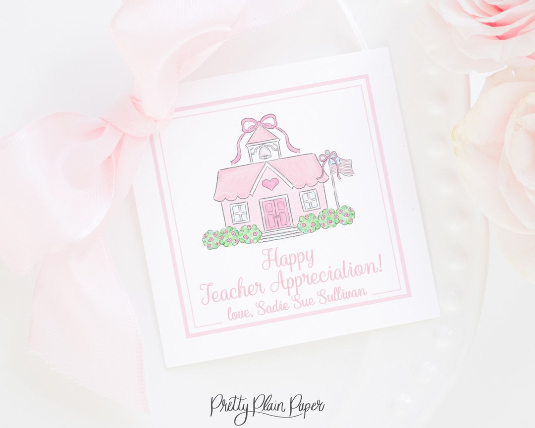 Teacher Appreciation Gift Tag With Florals and Pink Apple Printable ...