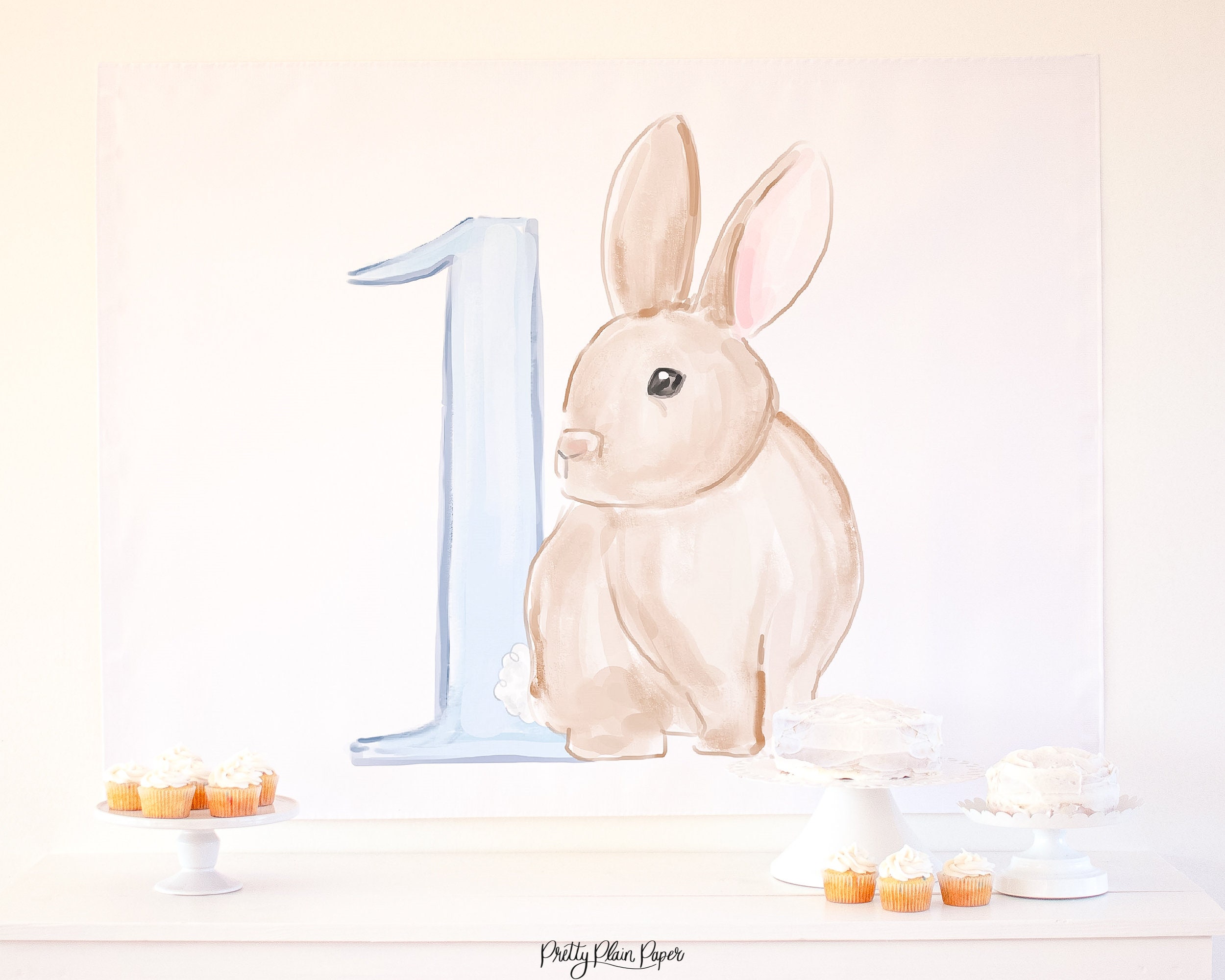 Blue Bunny Printable Backdrop Poster Download 1023 Bunny | Etsy