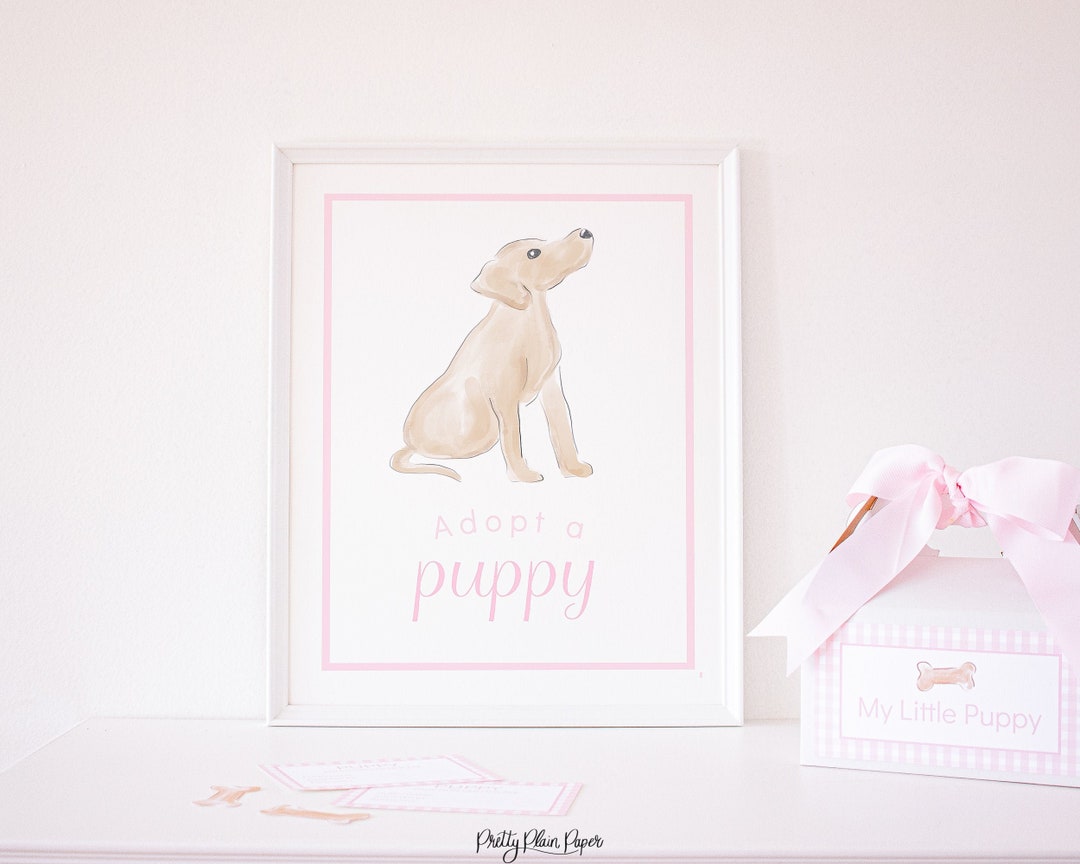 Adopt a Puppy Sign, 16''x20'' | Watercolor Puppy Party Sign 1027 ...