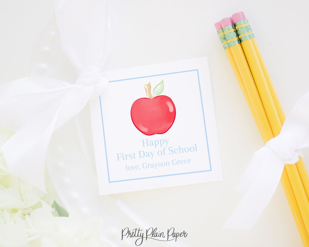 First Day of School Gift Tag With Watercolor Apple | 3.5x3.5 Printable ...