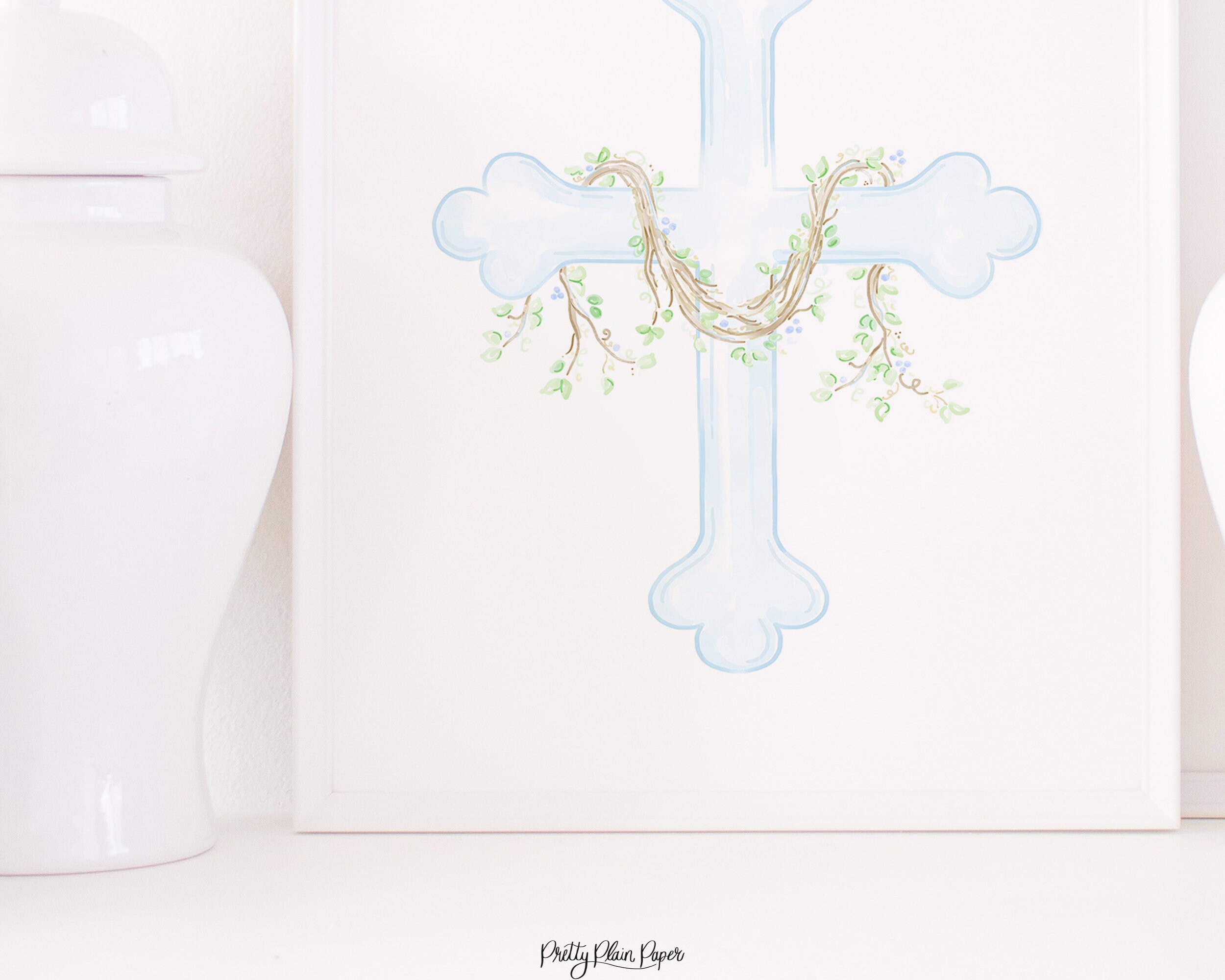 Blue Watercolor Cross Artwork Print 8x10 or 16x20 - Etsy