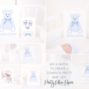 Hospital Baby Stats Card Printable | 5x7 | Watercolor Blue Newborn ...