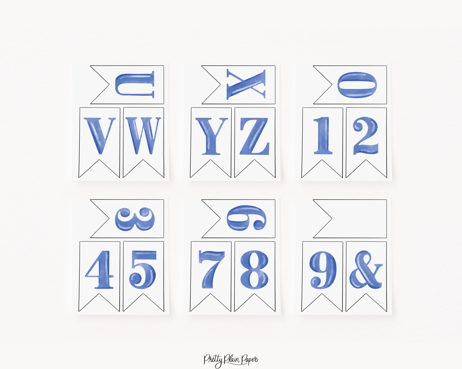 Dark Blue Watercolor Happy Birthday Banner Printable - Etsy