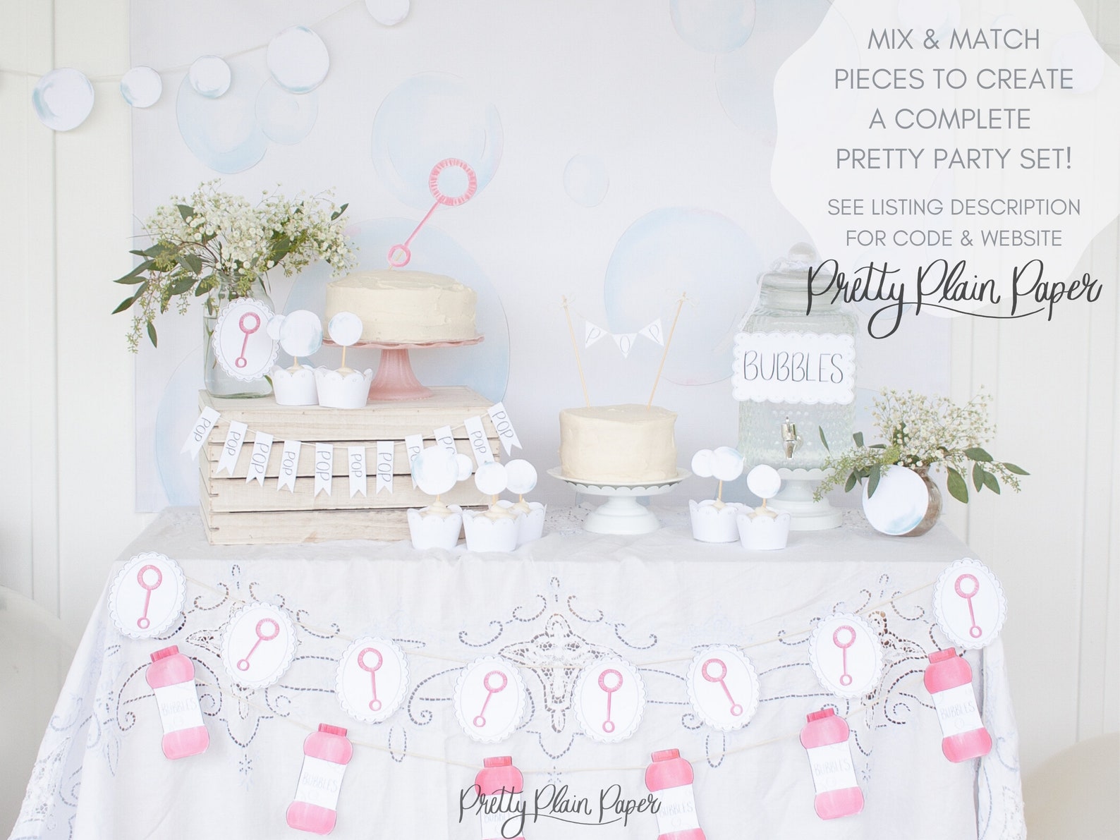 Bubble Party Bubbles Sign Printable Download 0104 - Etsy