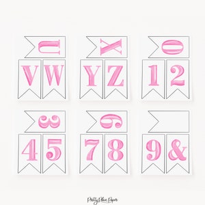 Bright Pink Watercolor Happy Birthday Banner | Printable Download ...