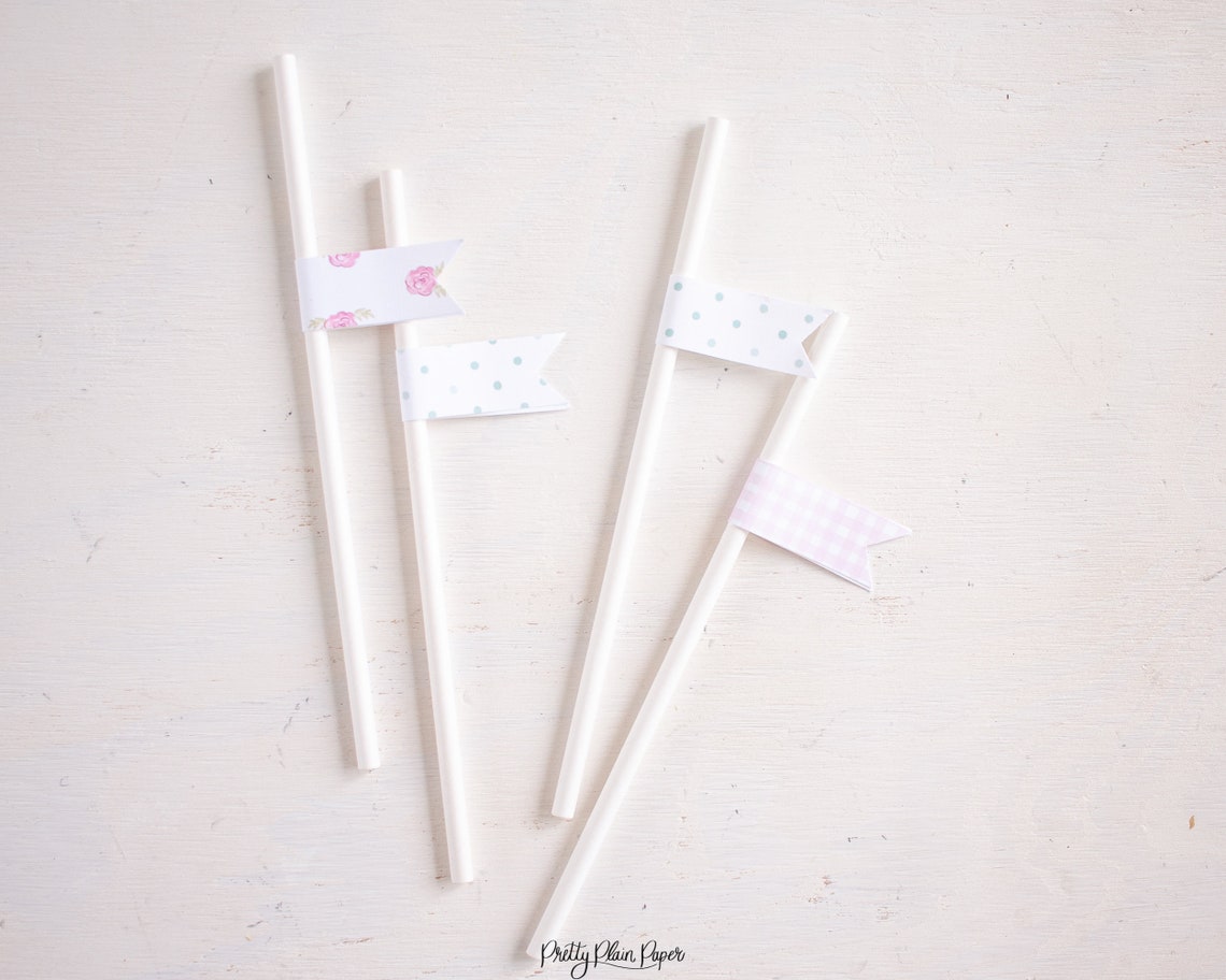 Pattern Straw Topper Flags Printable Straw Flags Download | Etsy