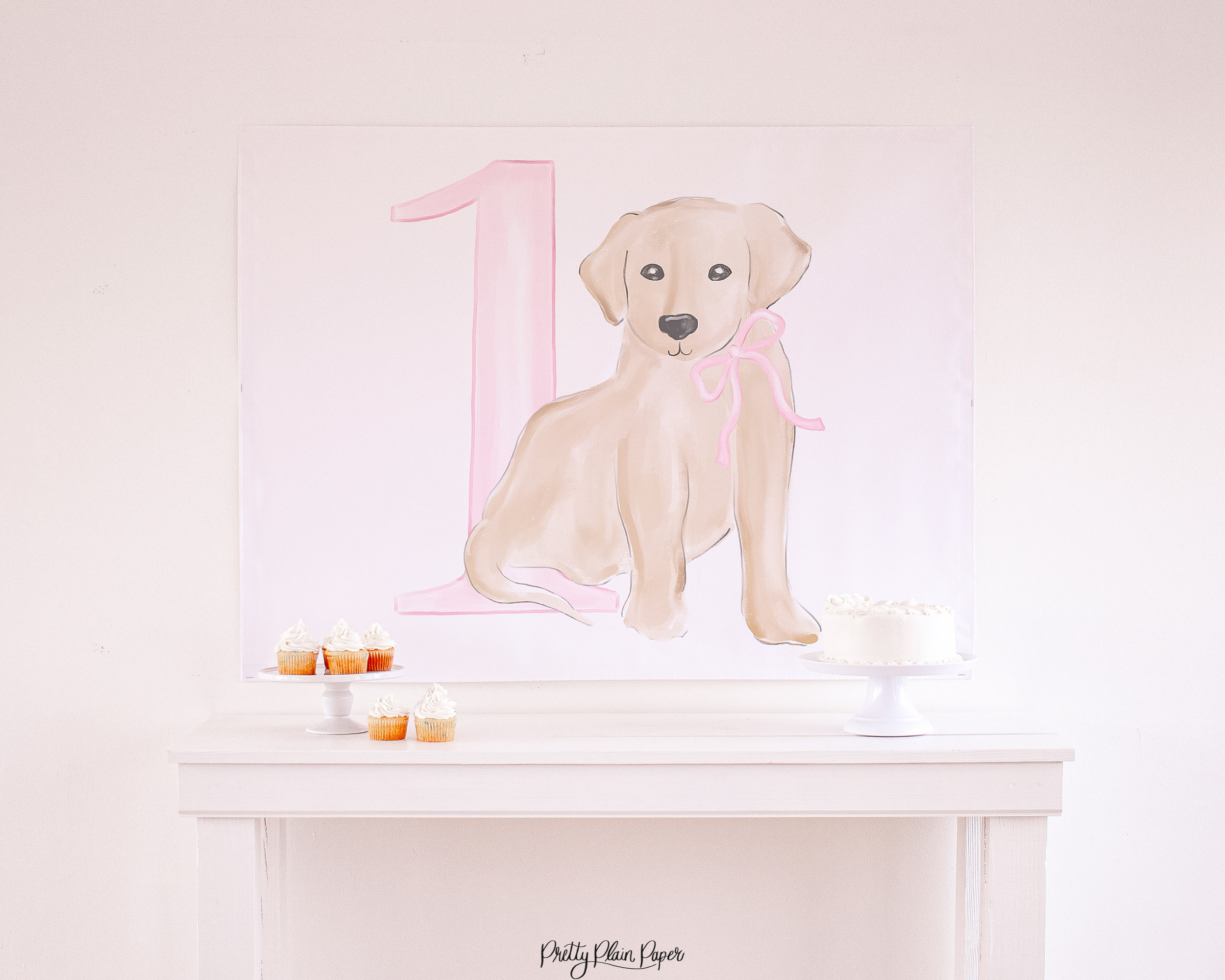 Puppy Dog First Birthday Birthday Backdrop Poster Printable - Etsy