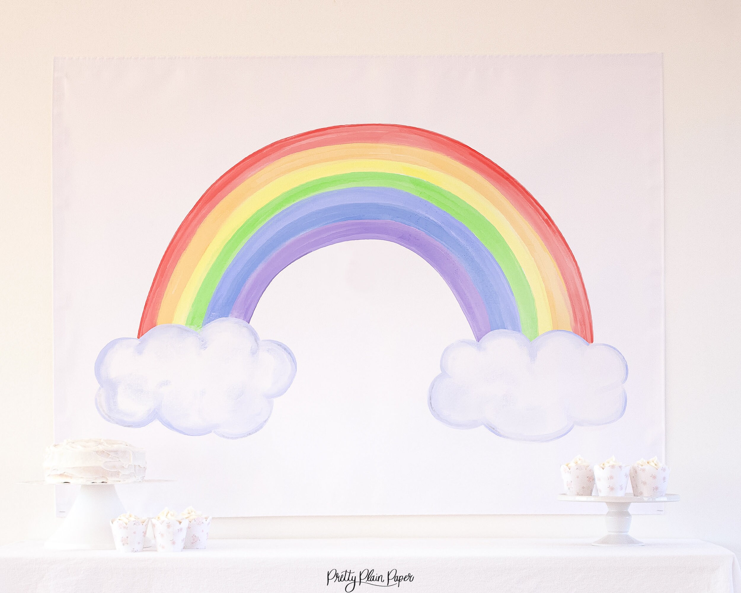 Rainbow Party Backdrop Watercolor Rainbow Backdrop Download | Etsy