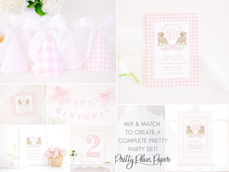 Watercolor Pink Puppy Welcome Sign | 24x36 Printable | Monogram Crest ...