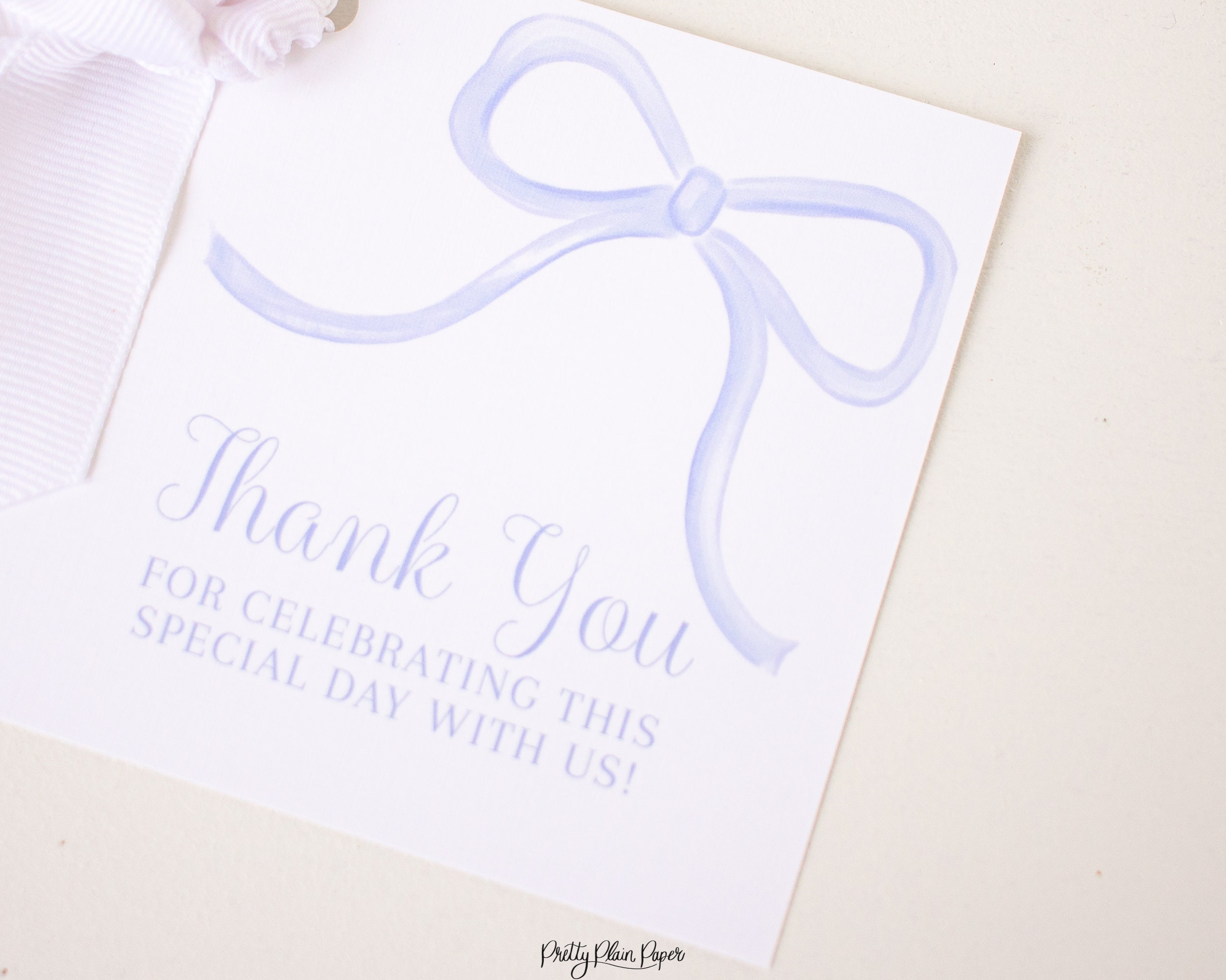 Watercolor Blue Bow Favor Tag Watercolor Printable Favor - Etsy