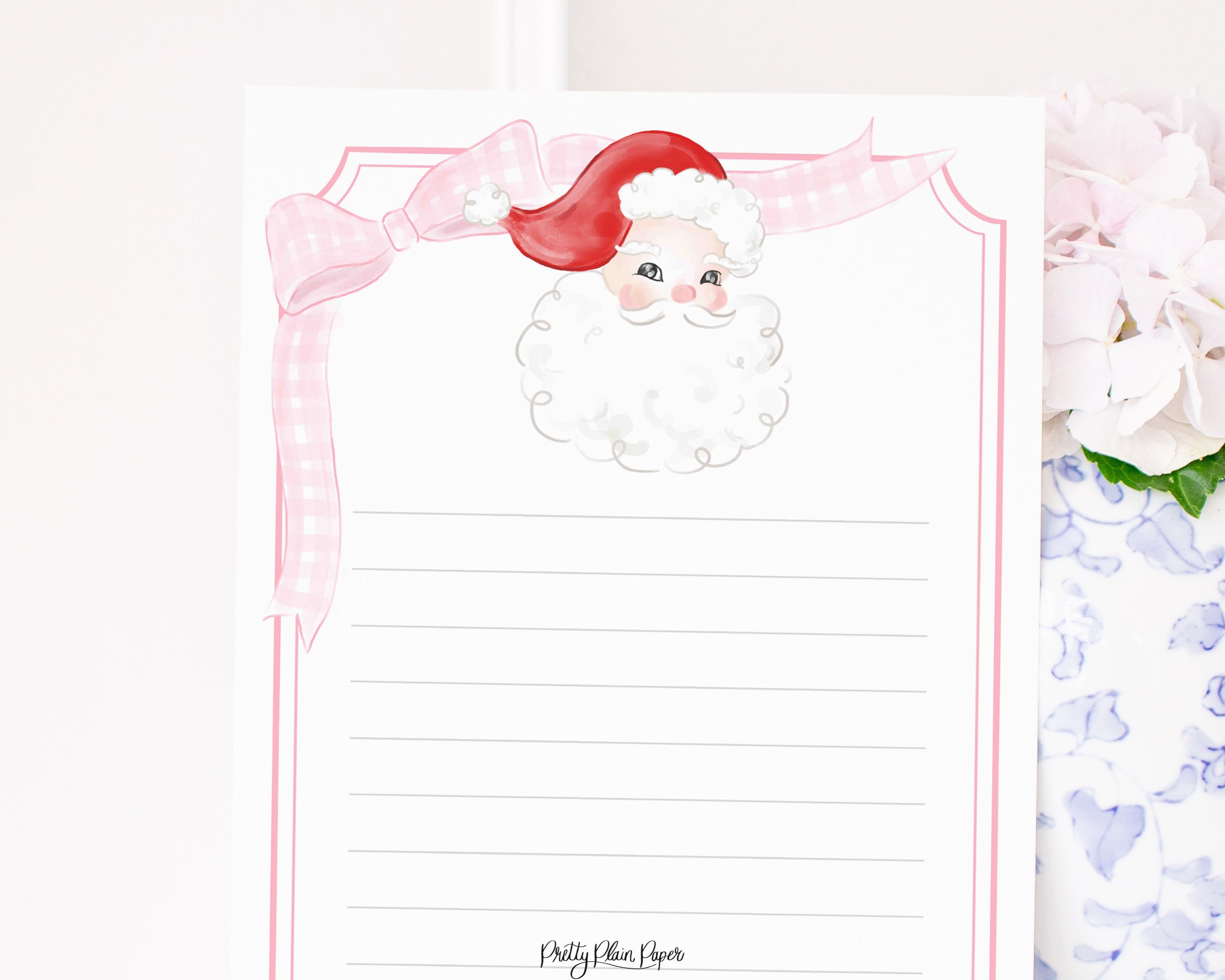 Pink Gingham Bow Letter to Santa Printable Santa Claus | Etsy