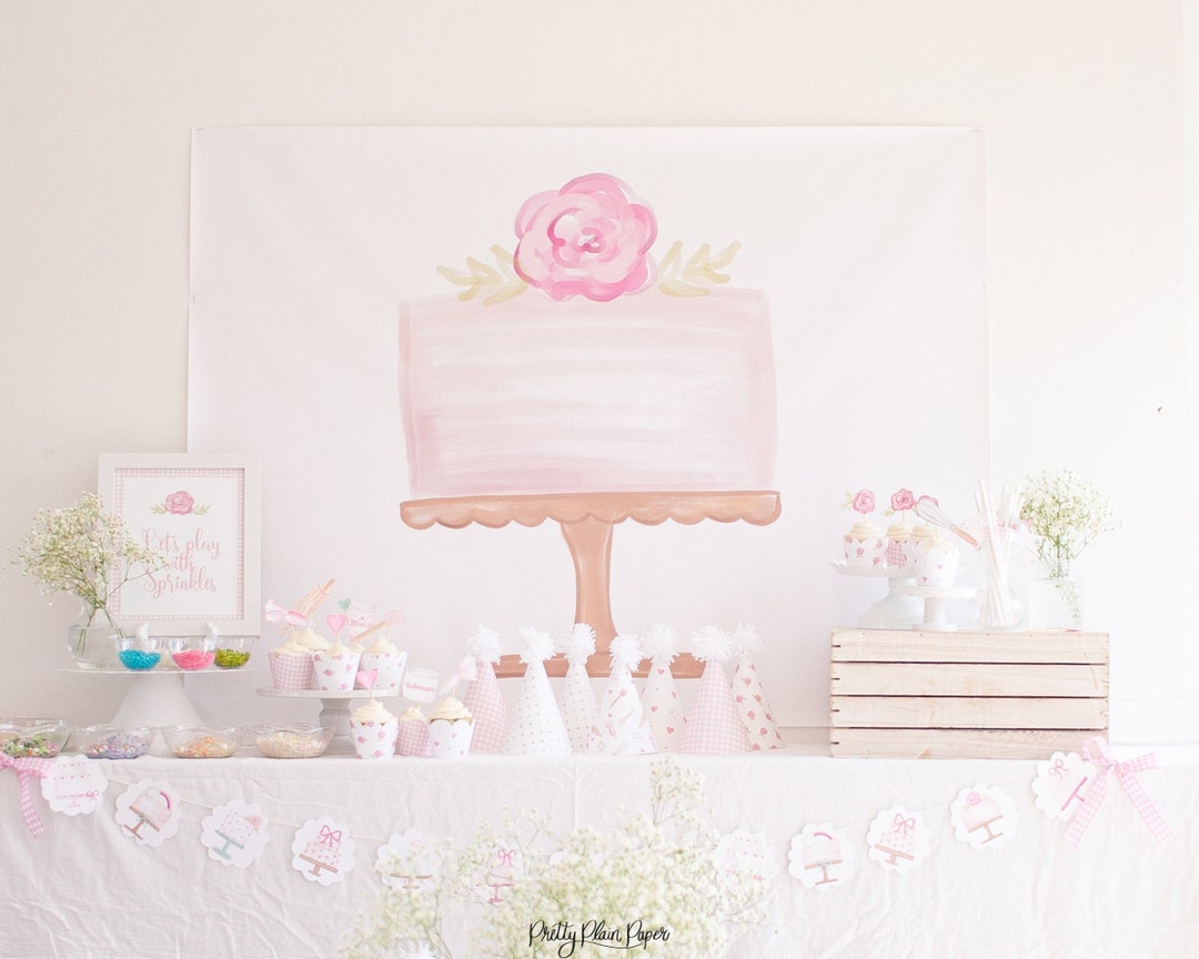 Cake Watercolor Printable Party Backdrop Poster Download 1011 for Cake ...
