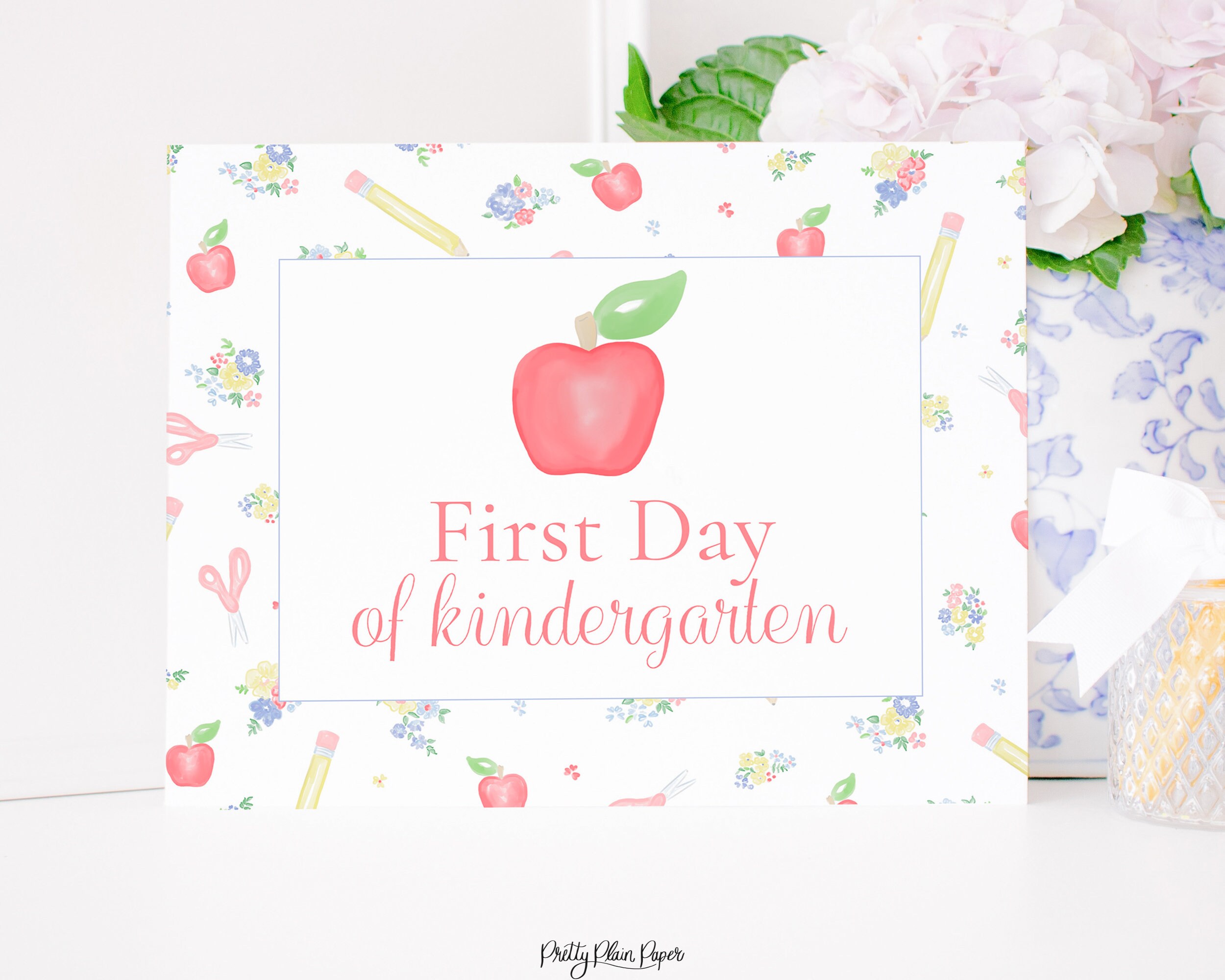 Watercolor First Day of School Sign | Floral 1st Day of School Sign ...
