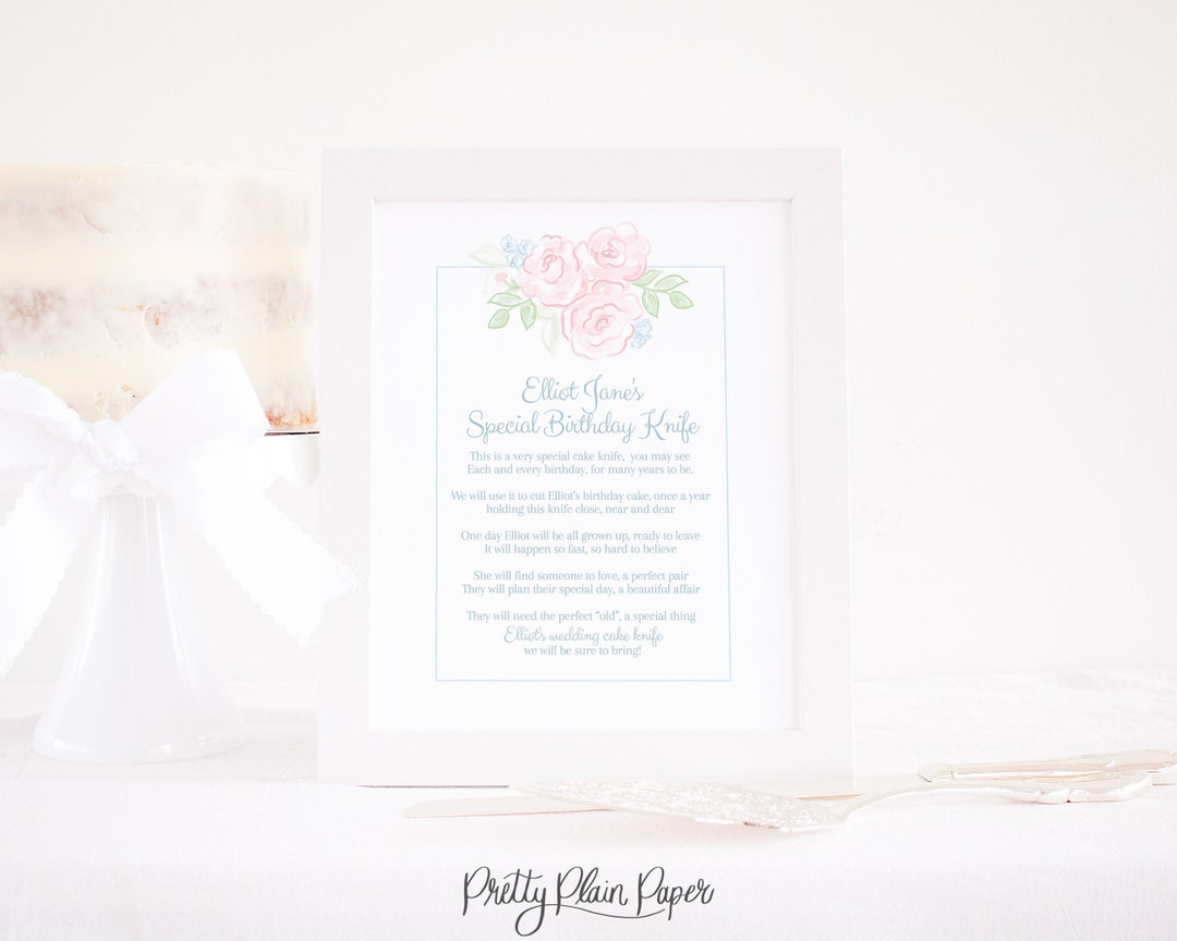 Watercolor My Special Birthday Cake Knife Sign | 8x10 Printable | 1st ...