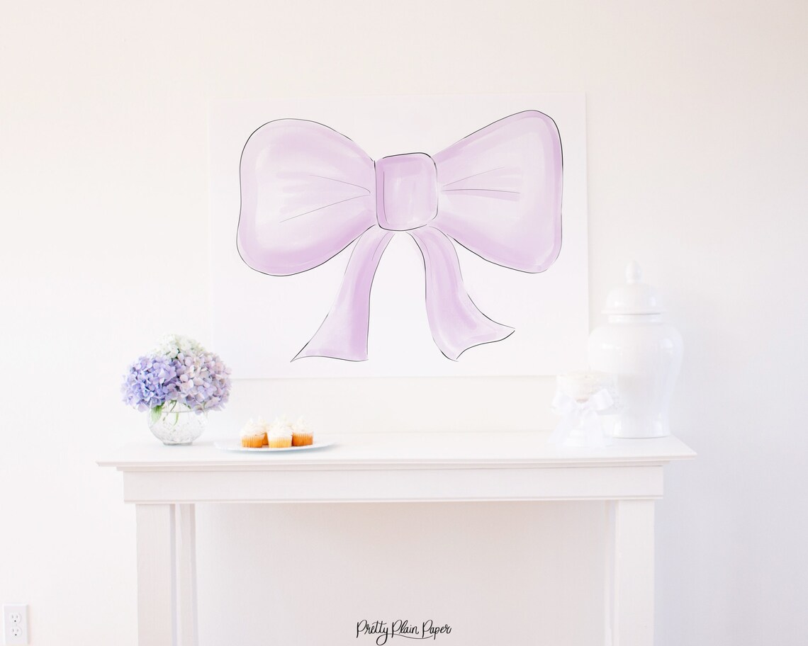 Lavender Bow Party Backdrop Watercolor Purple Bow Backdrop - Etsy
