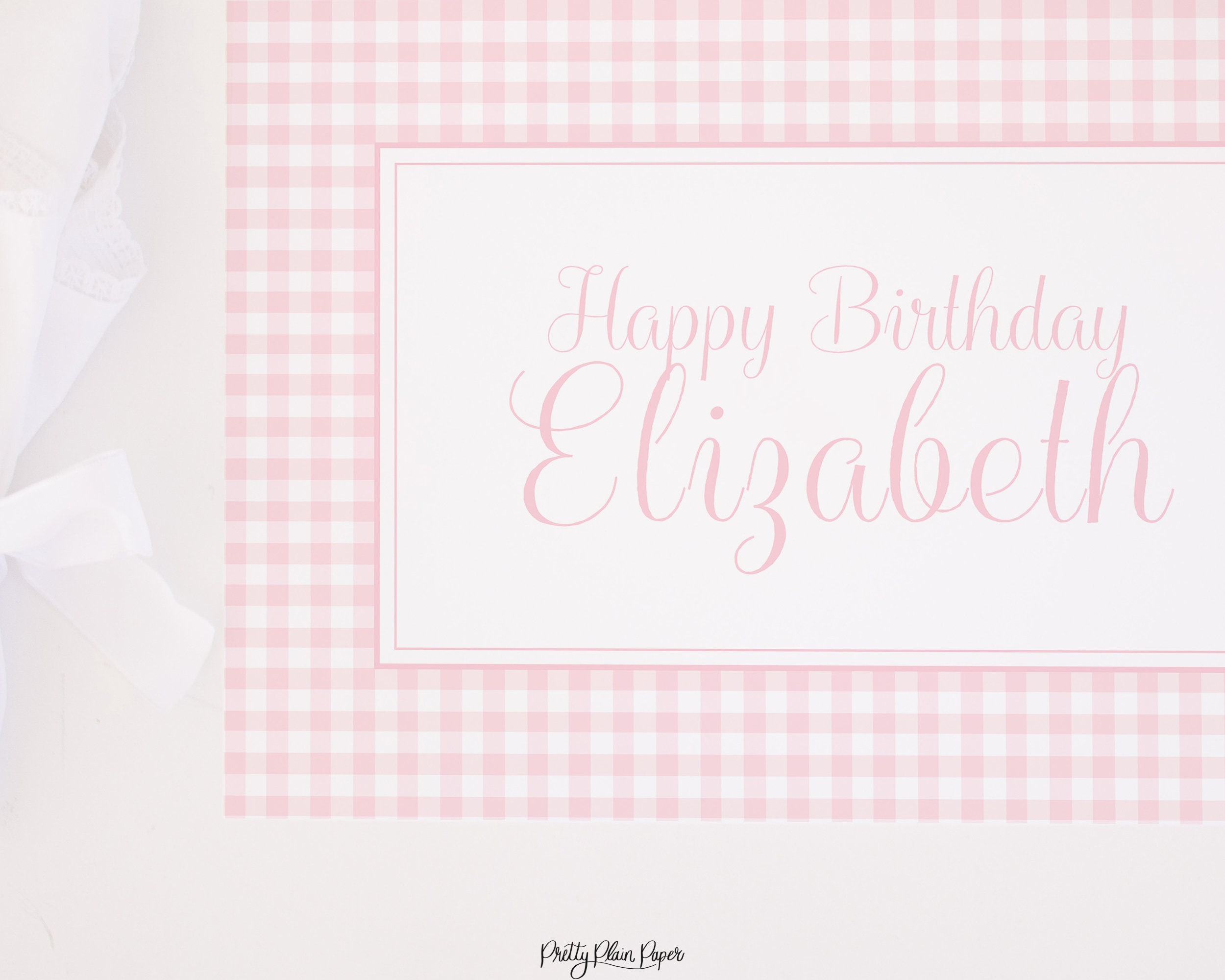 Happy Birthday Pink Gingham Placemat 12x18 Printable - Etsy