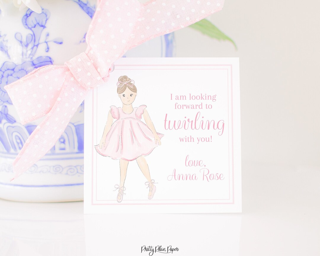 Brunette Ballerina | Ballet Class Treat Tags | Printable | Watercolor ...