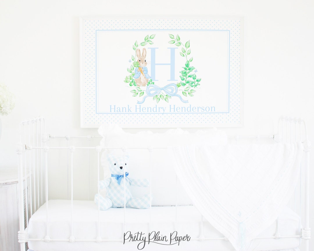 Bunny Rabbit Crest | 24x36 Printable | Watercolor Bunny Print ...