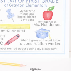 Watercolor First Day of School Sign Fill-in the Blank 1st | Etsy