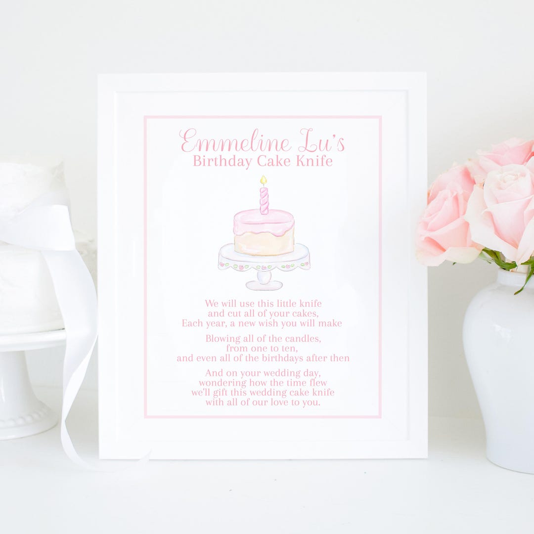 My Special Birthday Cake Knife Poem Sign; 8x10 Printable Digital ...