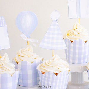 Watercolor Light Blue Cupcake Toppers | Printable | Classic Blue ...
