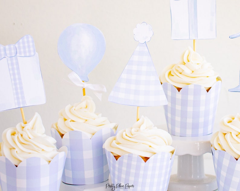 Watercolor Light Blue Cupcake Toppers | Printable | Classic Blue ...