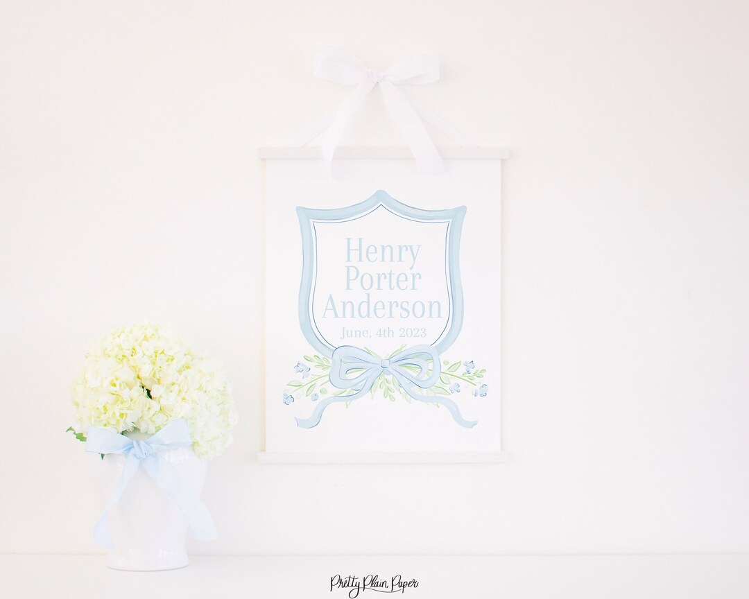 Hospital Door Sign Printable | 16x20 | Watercolor Blue Crest for Boy ...