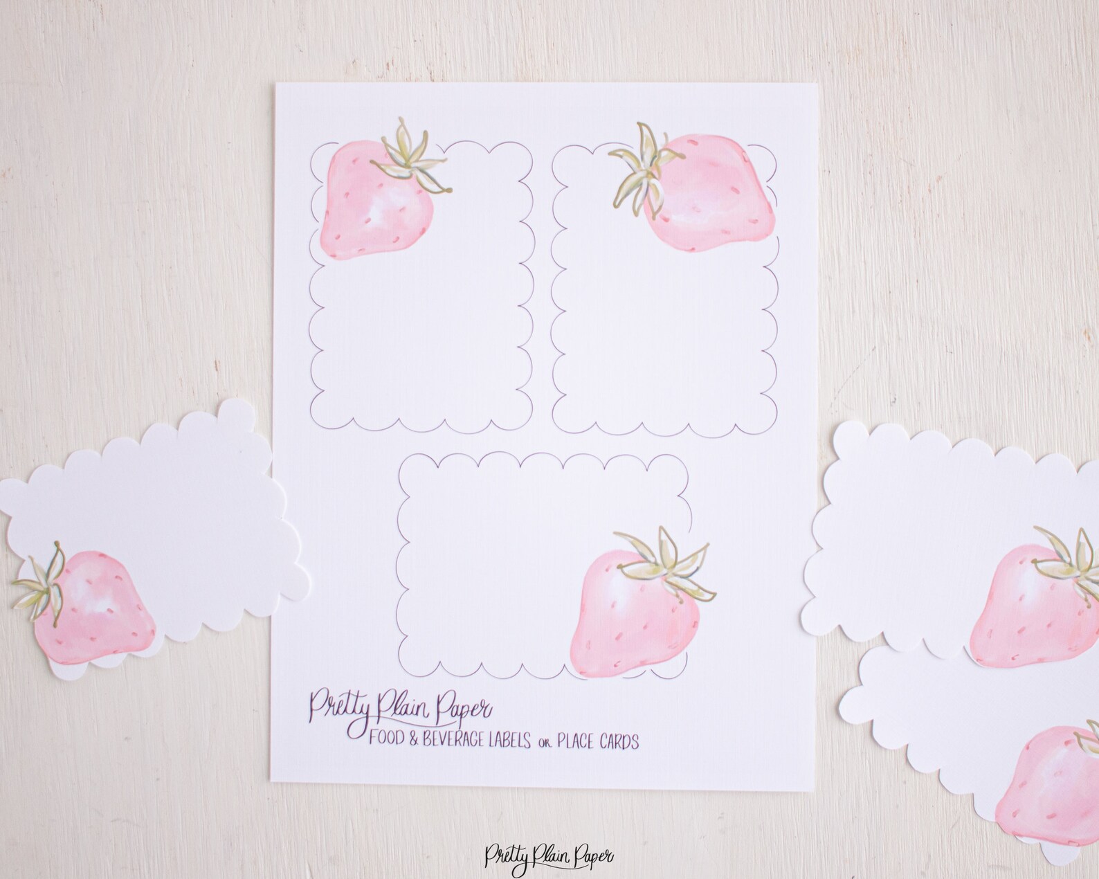 Scallop Pink Strawberry Printable Food & Beverage Labels | Etsy