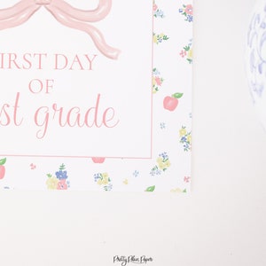 Floral & Pink Bow First Day of School Sign | Watercolor First Day of ...