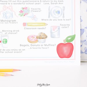 Watercolor Get to Know the Teacher Questionnaire | Printable & Editable ...