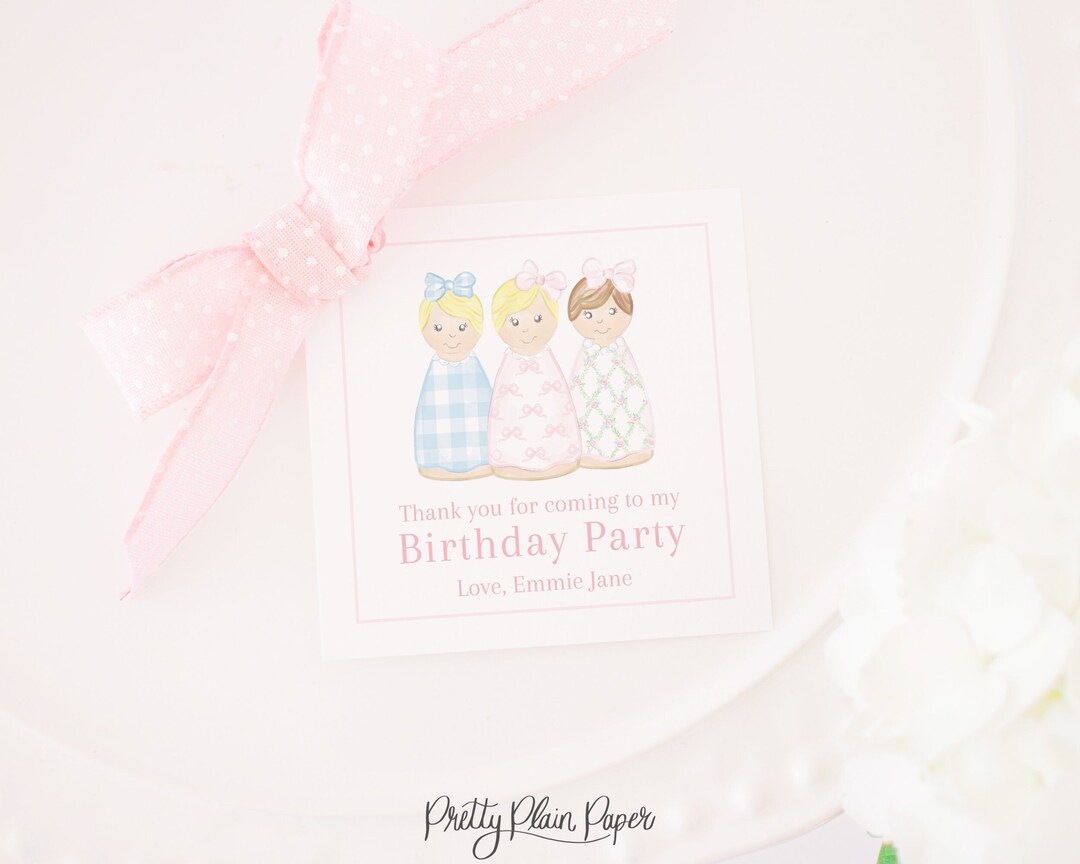 Watercolor Wood Peg Dolls Favor Tag | 3.5x3.5 Printable Download | Peg ...