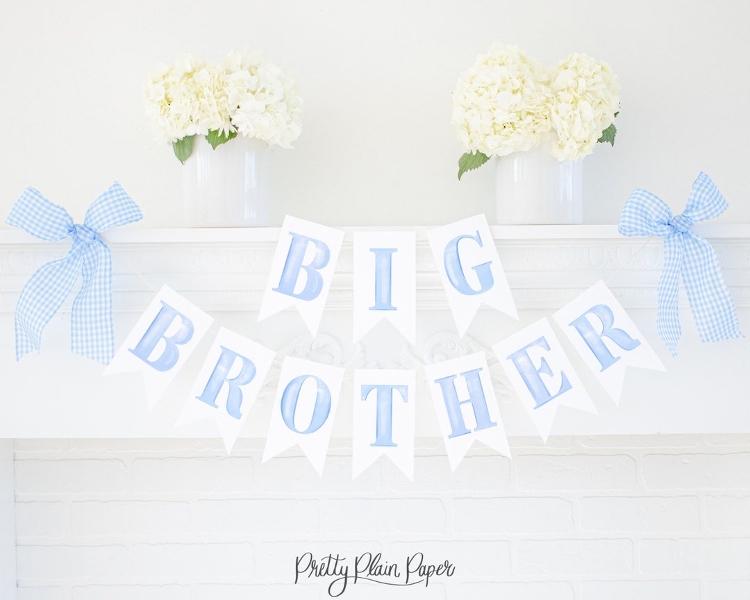Blue Watercolor 'big Brother' Banner | Printable Download | Watercolor ...