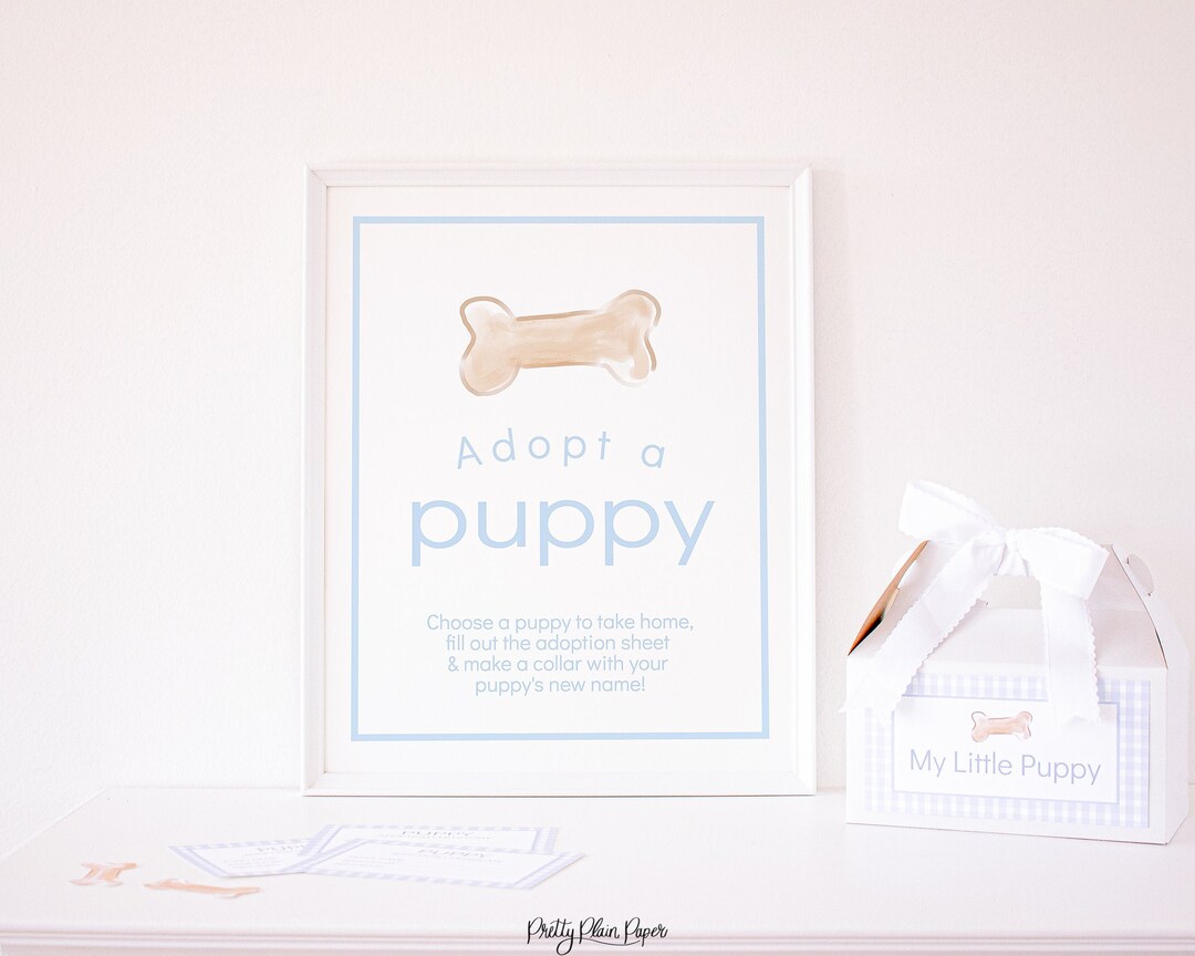 Adopt a Puppy Sign, 16''x20'' | Watercolor Puppy Party Sign 1027 ...