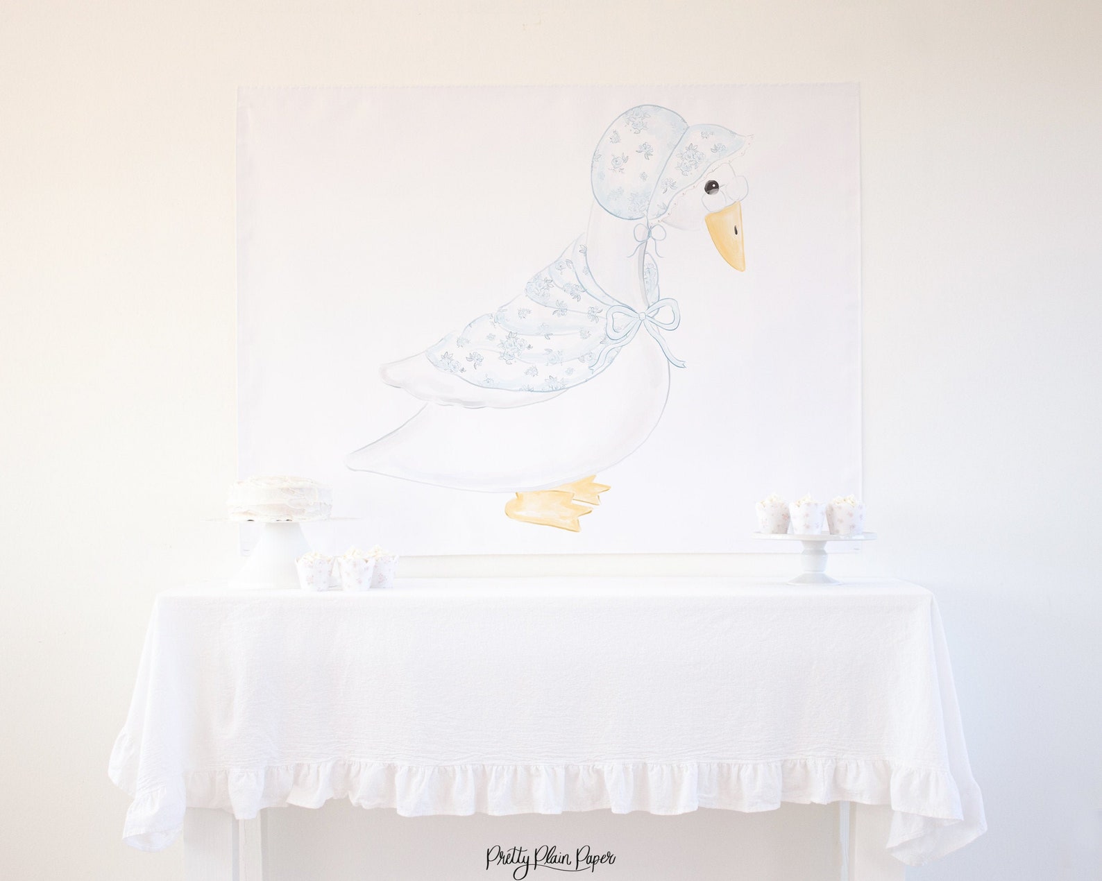 Watercolor Mother Goose Birthday Backdrop Printable Party - Etsy