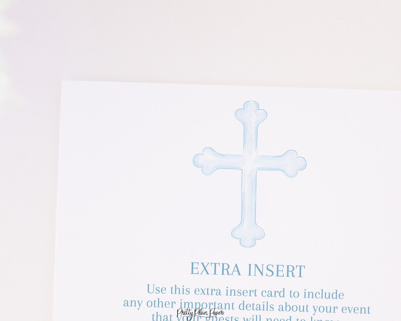 Watercolor Baptism Crest Extra Insert Simple Blue Cross - Etsy