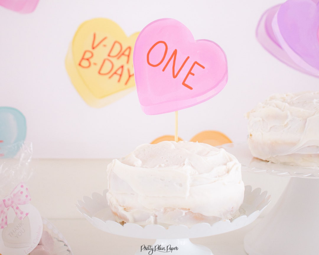 Candy Hearts Cake Toppers | Conversation Heart Party | Valentine ...