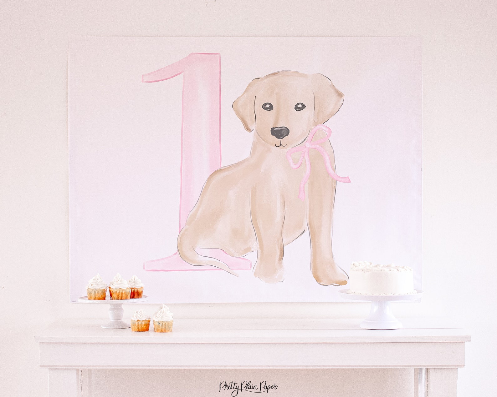 Puppy Dog First Birthday Birthday Backdrop Poster Printable | Etsy